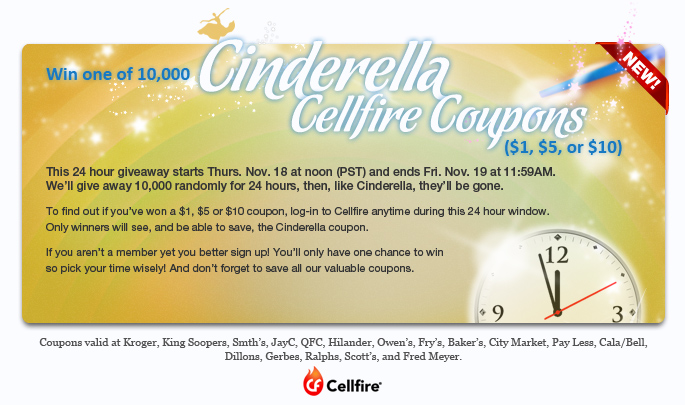Cellfire Cinderella Coupons: 10,000 Random Winners! - Deal Seeking Mom