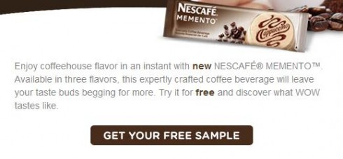 Nescafe Memento Instant Coffee FREE Sample (Facebook Offer) - Deal ...