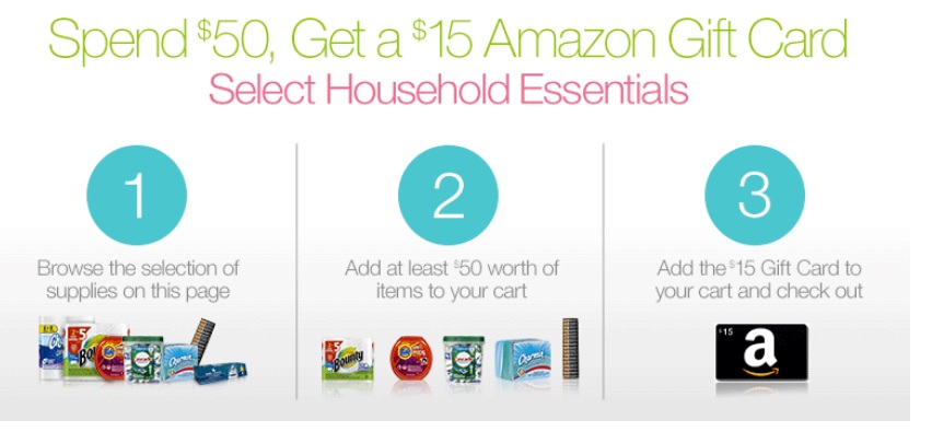 Amazon $15 Bonus Gift Card wyb $50 Household Items - Deal Seeking Mom