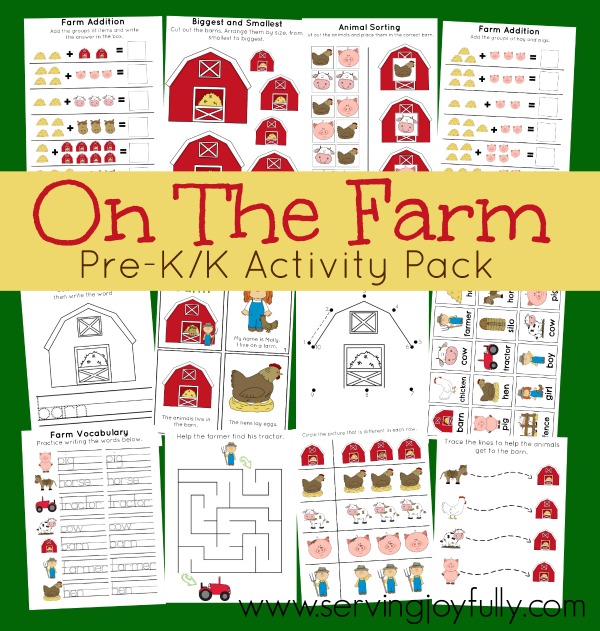 On The Farm FREE Pre-K/K Activity Pack - Deal Seeking Mom